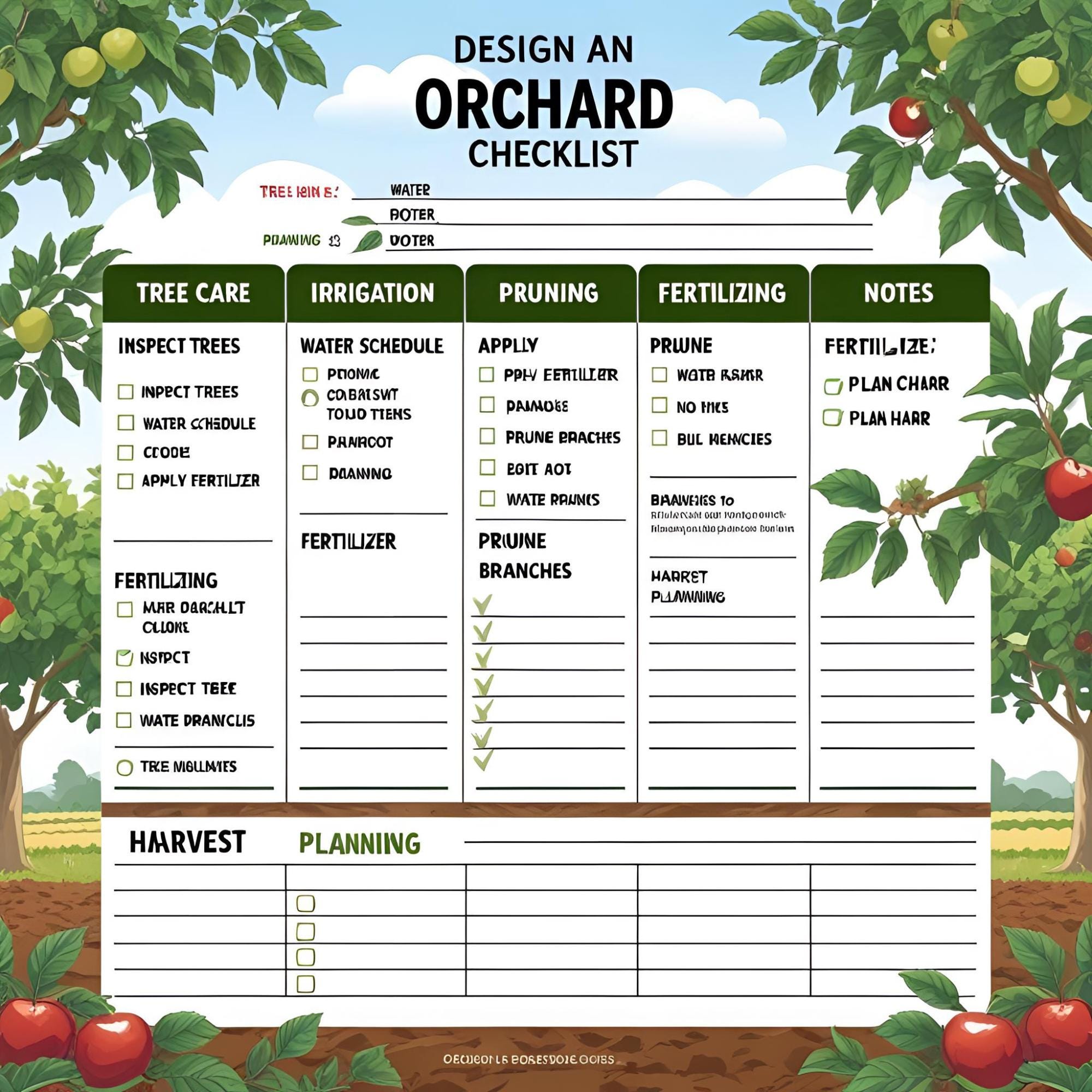 Orchard Checklist Template: Farm & Garden Planner (canva, Digital ...