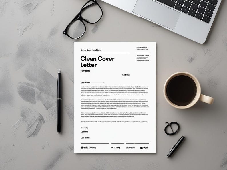 Simple Cover Letter Template | Clean & Editable Resume Cover Page | Minimal Canva and Word ...