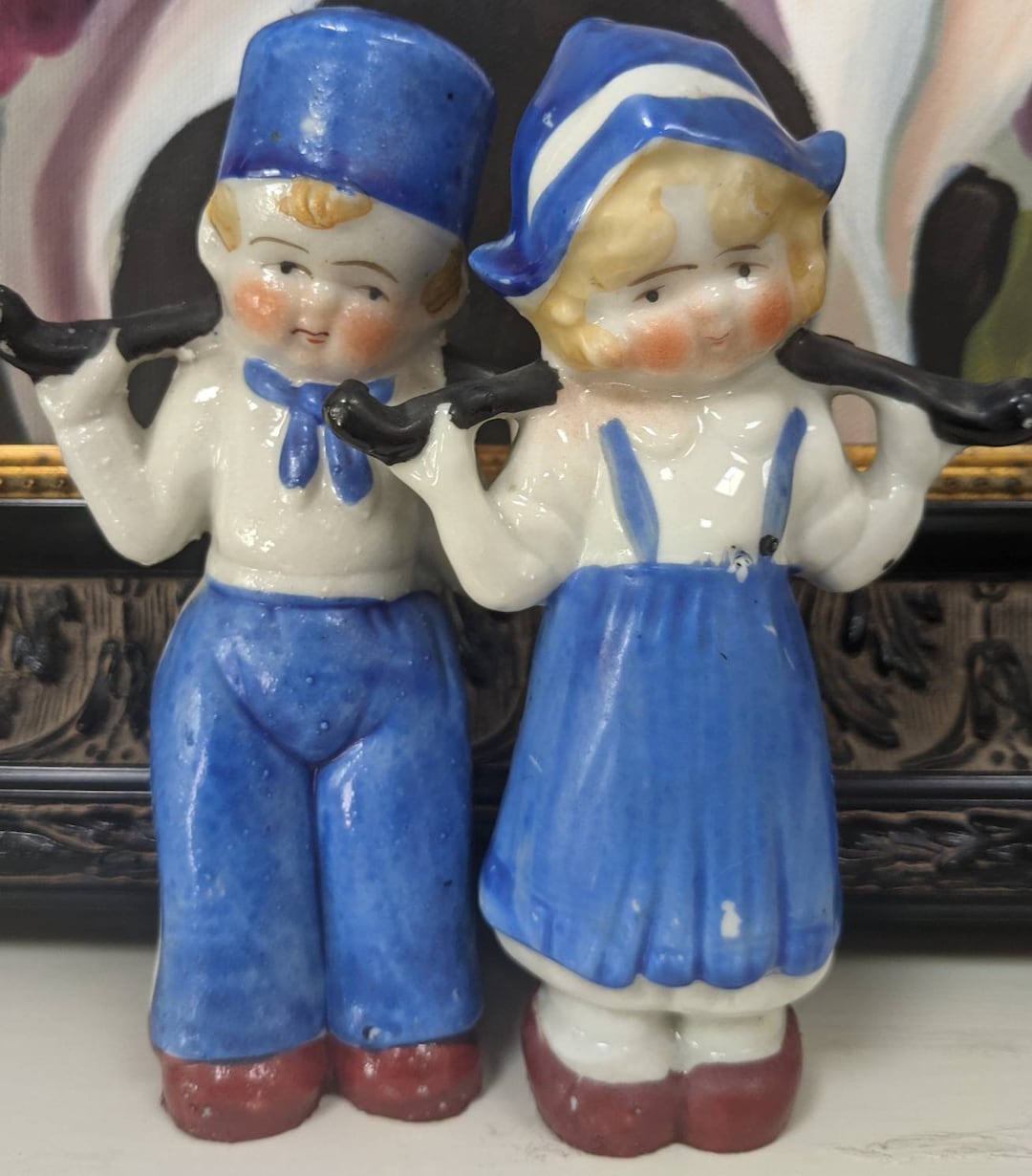 Vintage Dutch Figurines Girl Boy Figures Blue White - Etsy
