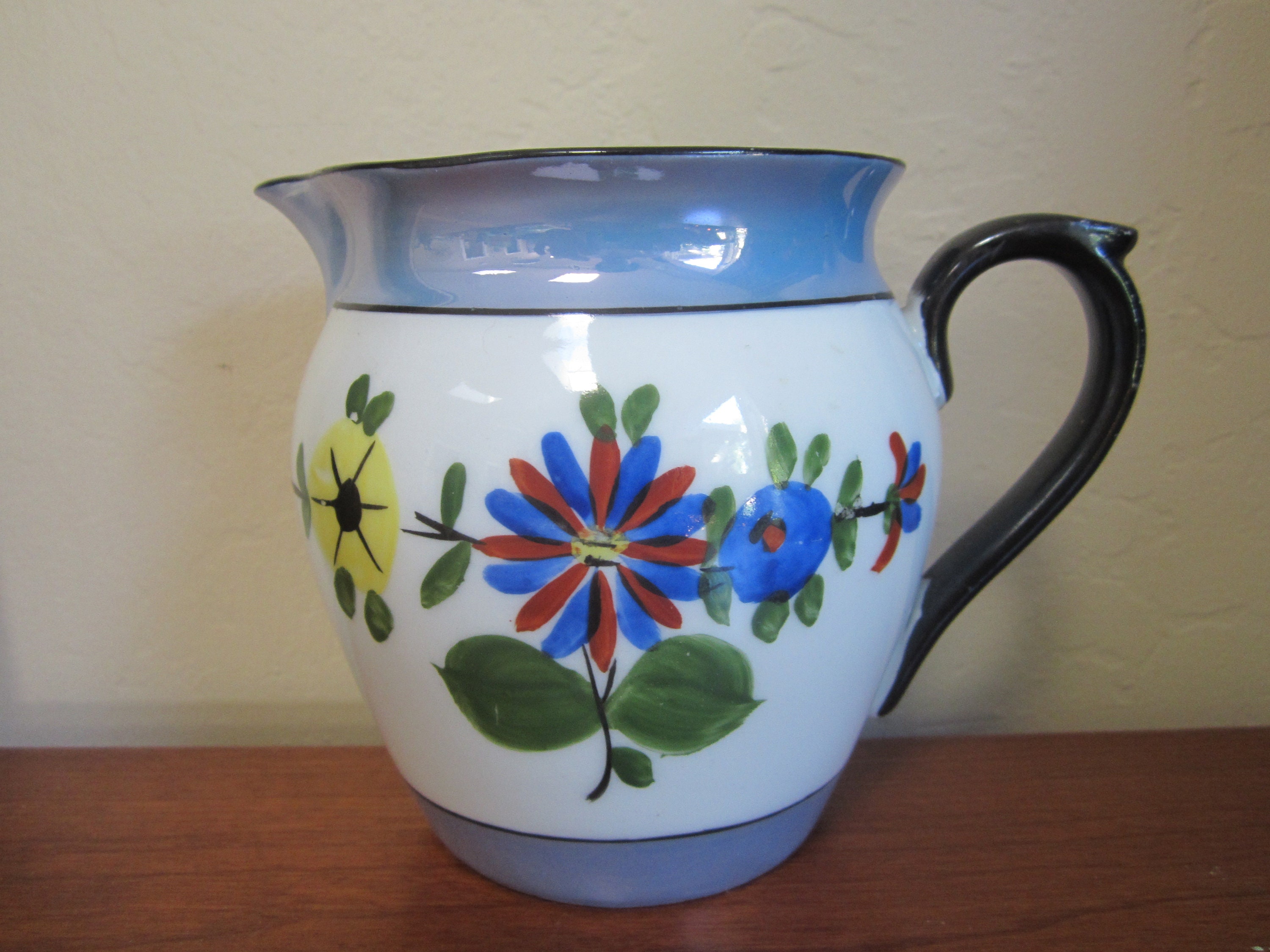 Vintage Pitcher Celebrate Czechoslovakia Ceramic Flower Floral | Etsy