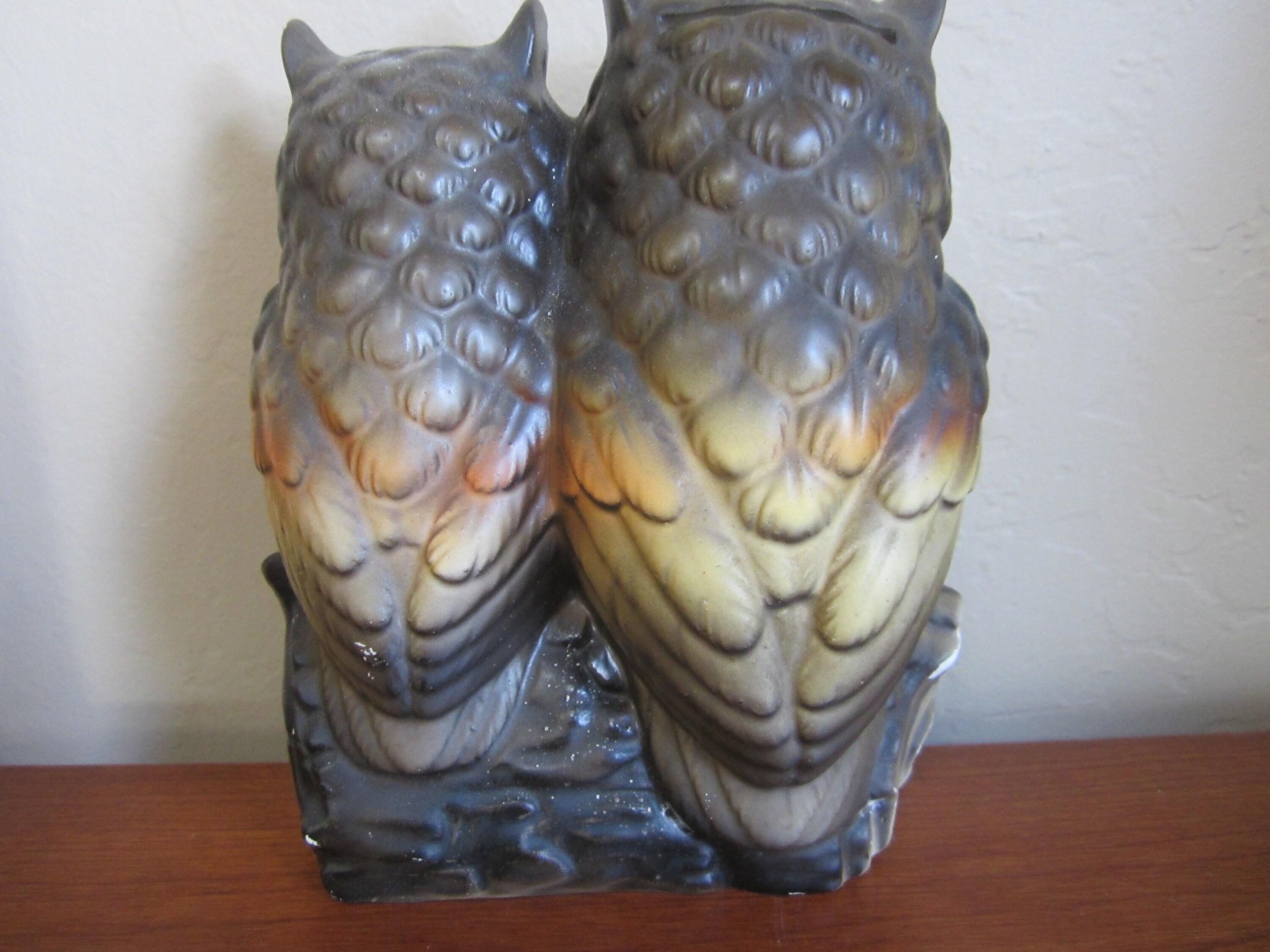 Vintage Owl Bank Two Owls Be Wise Save Ceramic Figurine | Etsy