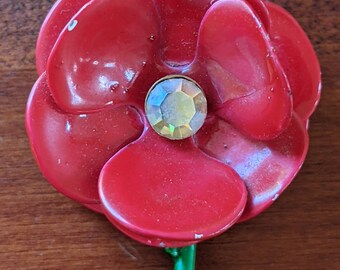 Large Red Brooch - Etsy