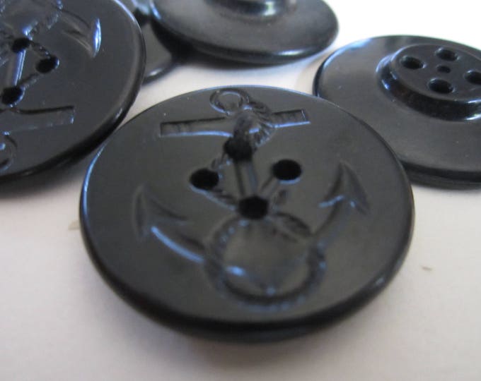 5 Large Round Vintage Anchor US Navy Pea Coat Buttons Black - Etsy