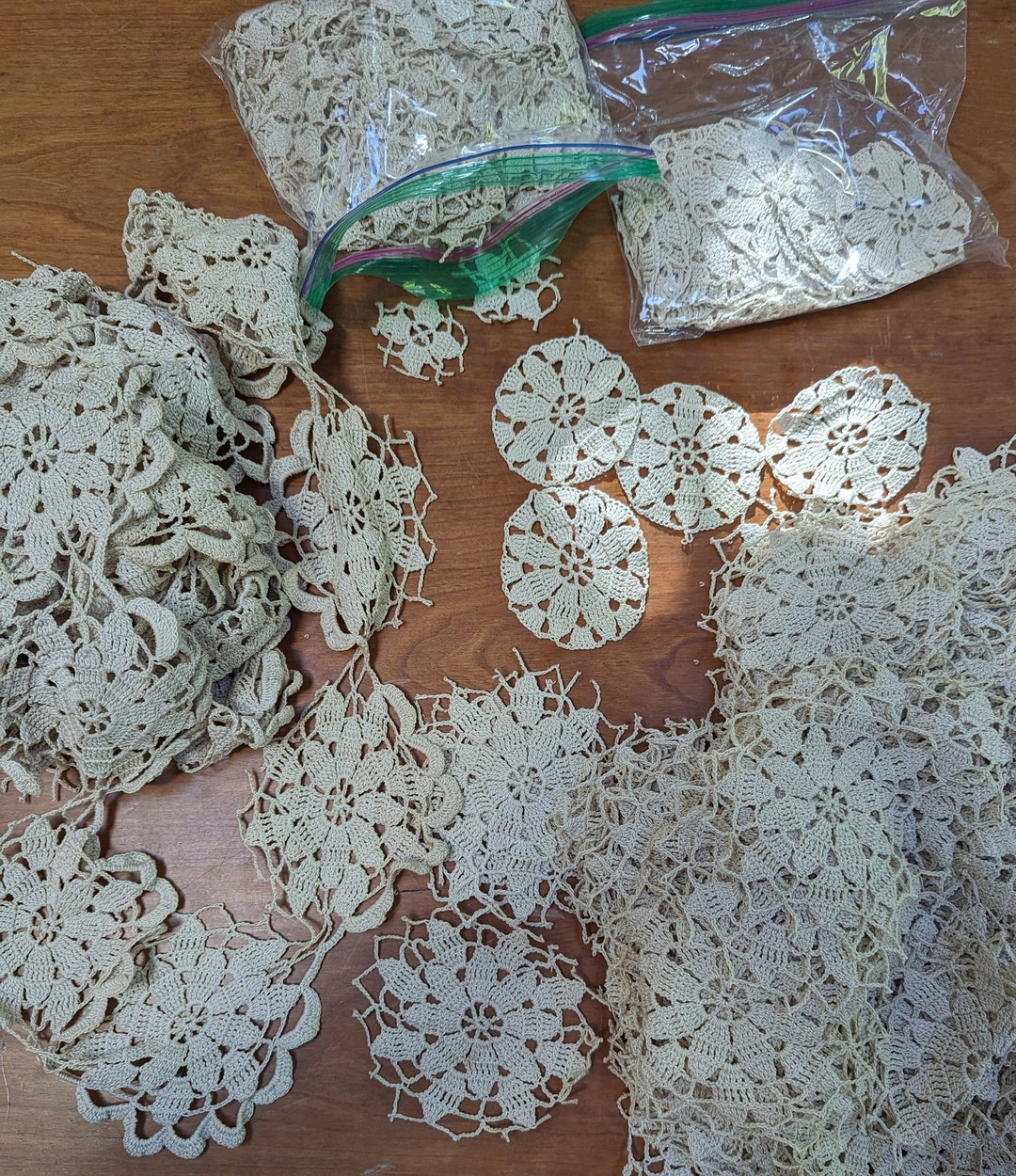 Vintage Crochet Motifs Deconstructed Tablecloth Doilies Lot Crafts ...