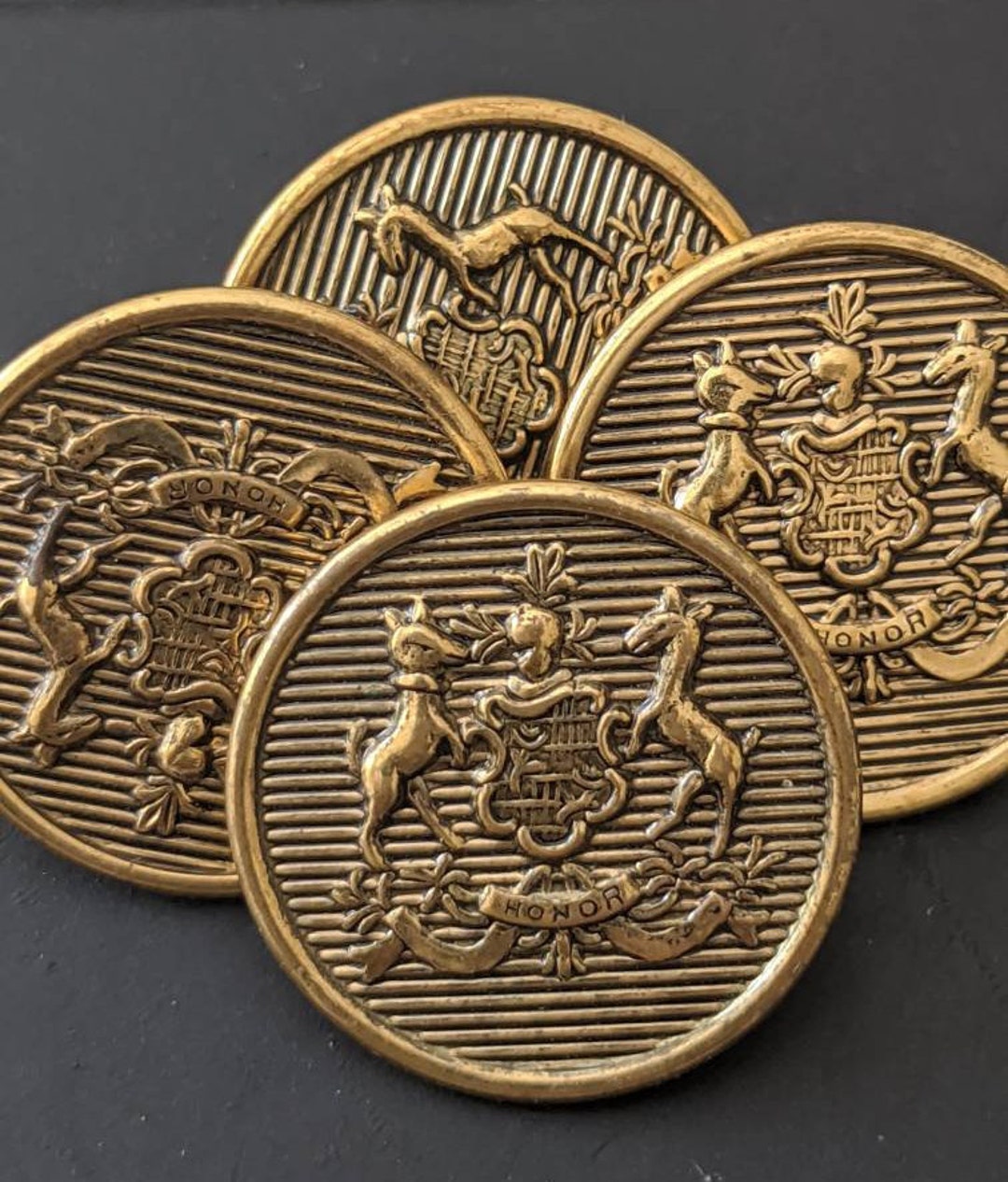 Vintage Metal Crest Honor Buttons Coat of Arms Lot Brass Color - Etsy UK