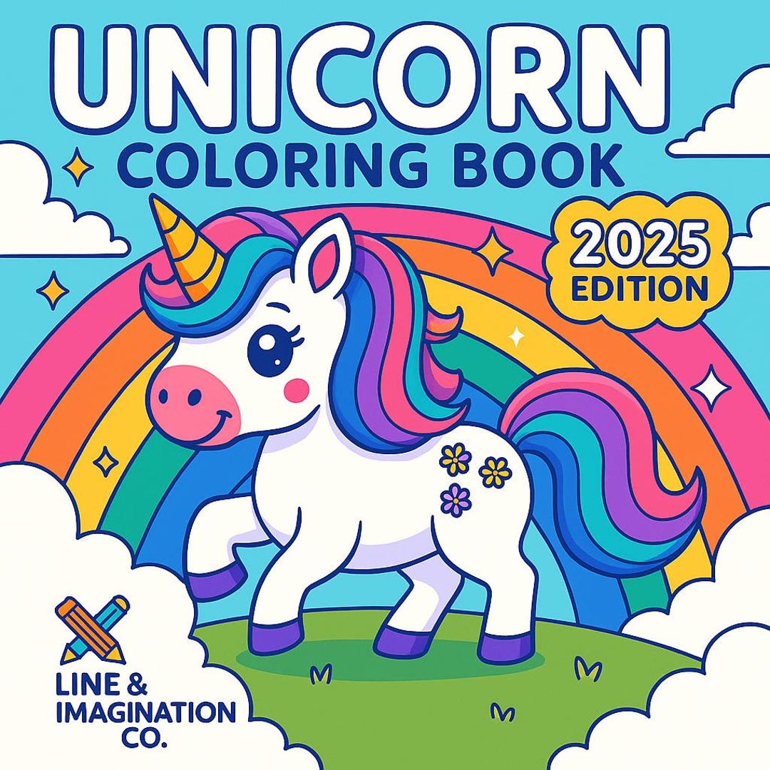 Bold and Easy Unicorns – Kids Coloring Book | 90 Printable Pages ...