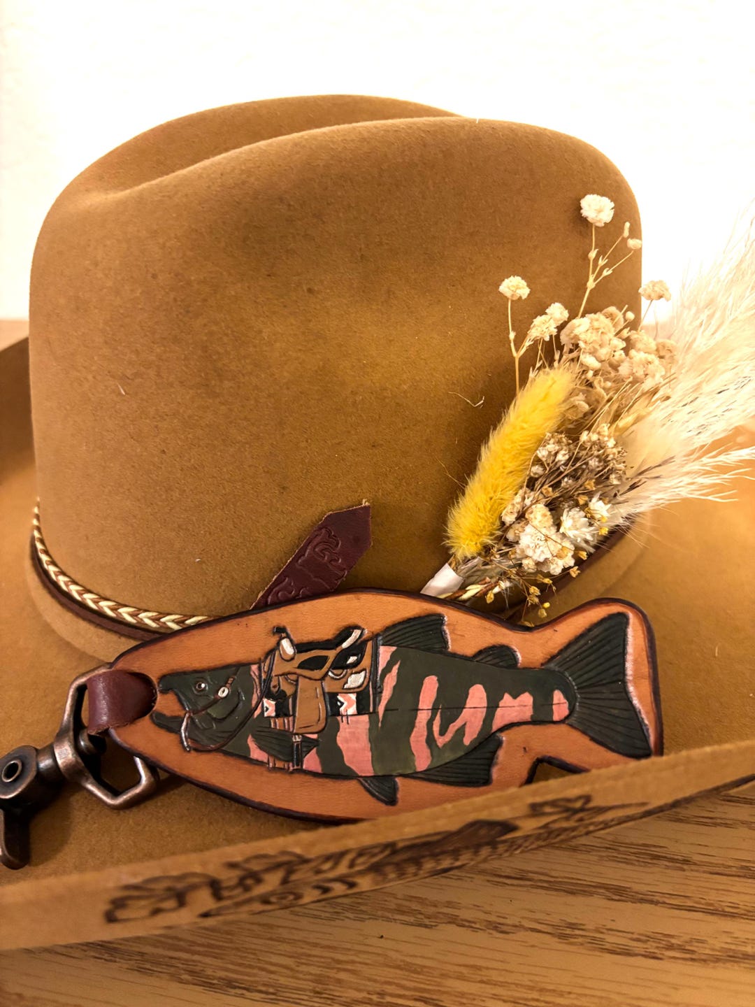 Western Pleasure Cherry Salmon Leather Keychain - Etsy