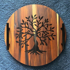 Olive Tree Teak Wood Charcuterie Board With Black Stainless Steel ...