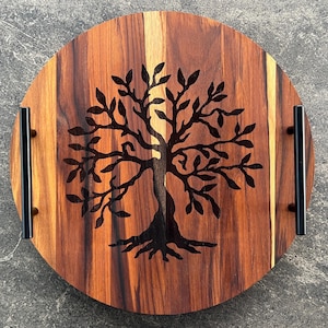 Olive Tree Teak Wood Charcuterie Board With Black Stainless Steel ...