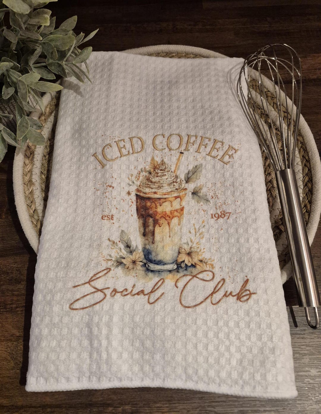 Iced Coffee Dish Towel: Fun Kitchen Decor - Etsy