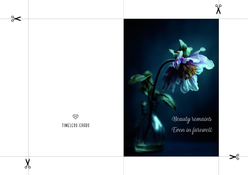 Condolence Card "the Last Flower", With Text, Printable, JPG/PDF File ...