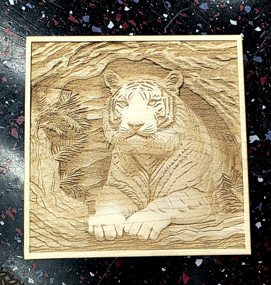 Ai-assisted Laser Engraved Hard Maple Tiger Art: 5x5-6x6 - Etsy