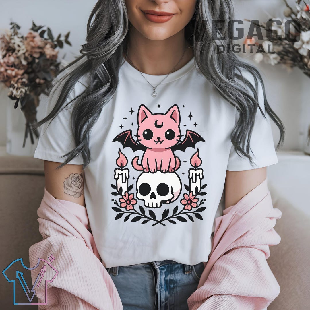 Cute Pink Bat Skull PNG | Kawaii Halloween Clipart | Pastel Goth ...