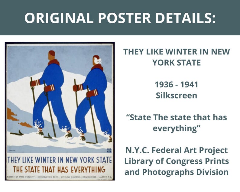 Ski Wall Art, Vintage Winter Scene Print, Skiing Sports WPA Poster Art ...