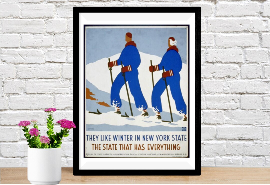 Ski Wall Art, Vintage Winter Scene Print, Skiing Sports WPA Poster Art ...
