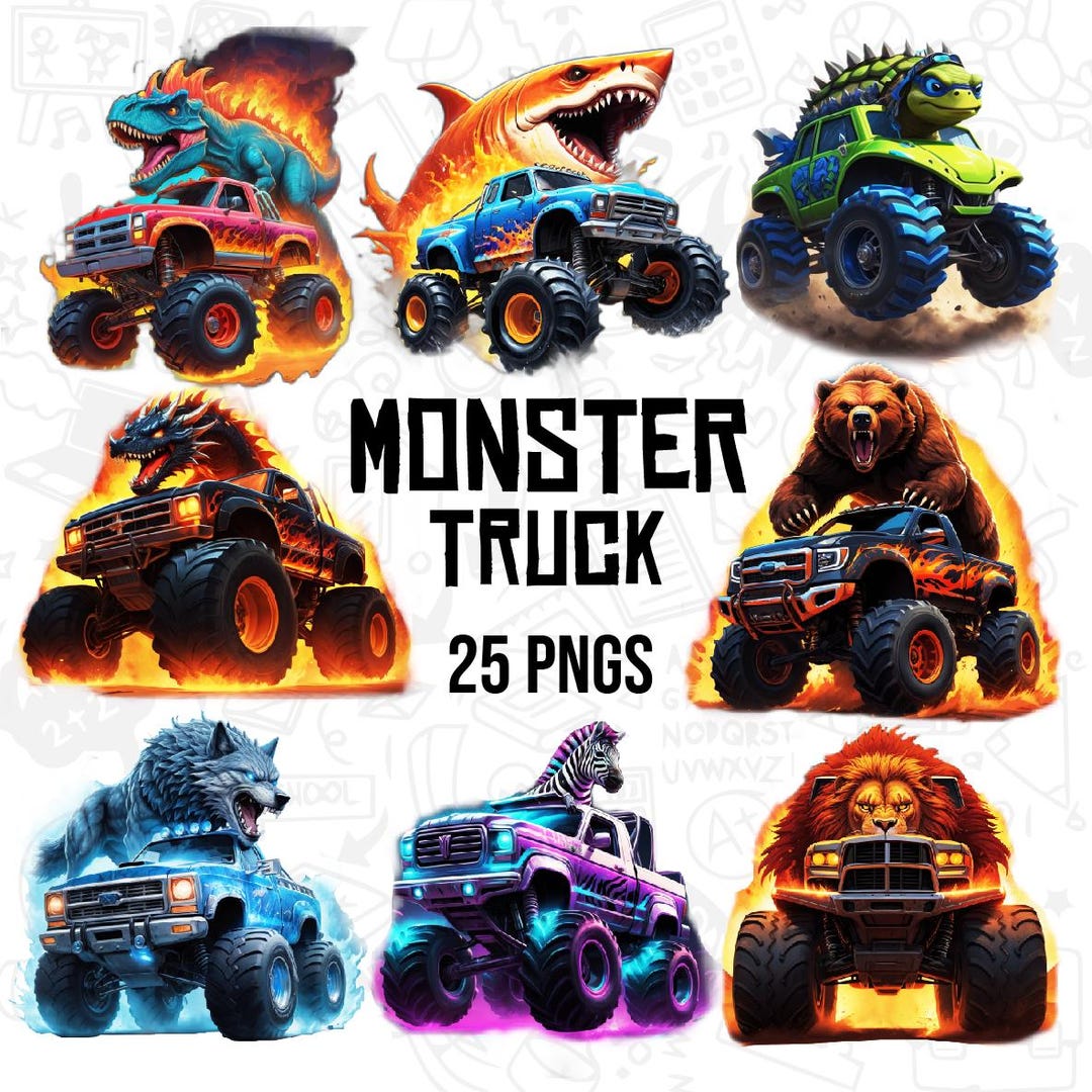 Monster Truck Clipart, Extreme Offroad Vehicle Svg, Monster Jeep ...