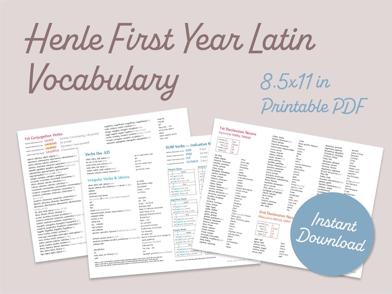 Henle Latin First Year Vocabulary List Printable – Classical ...