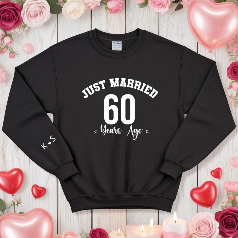 50th Anniversary Sweatshirt, Just Married 50 Years Ago, Golden ...