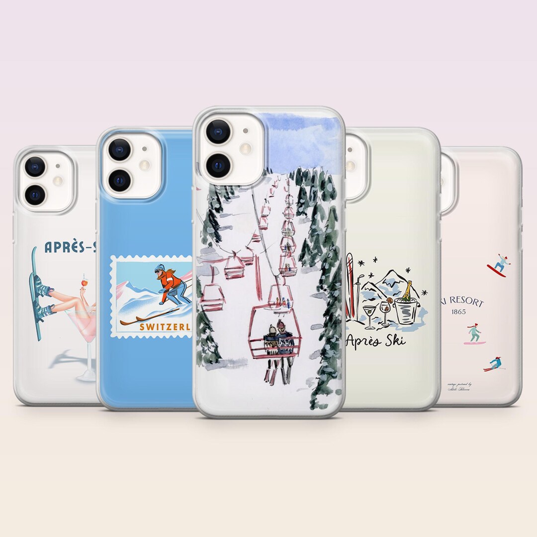 Skiing Phone Case Winter Holiday Apres-ski Cover for iPhone 16,15,14,13 ...