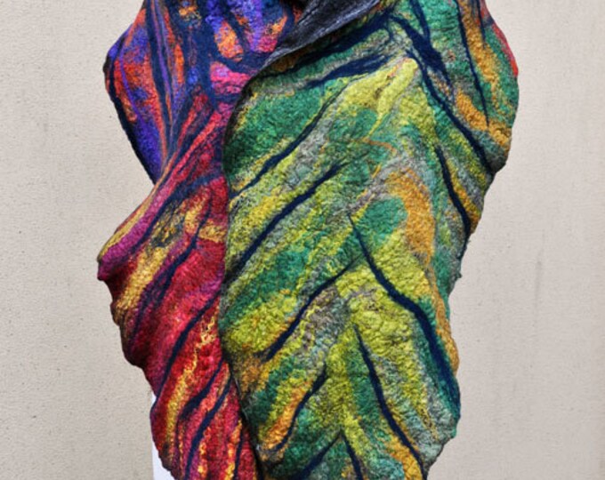Felted Scarf Shawl Silk Wool Nuno Felted Gift Fibre - Etsy