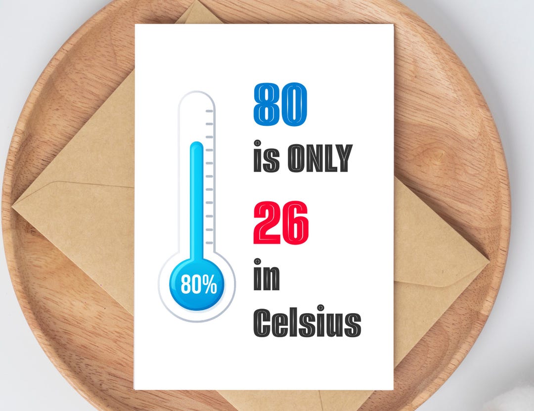 Funny Sarcastic Birthday Card for 80 Years Old — 80 in Celsius Joke - Etsy
