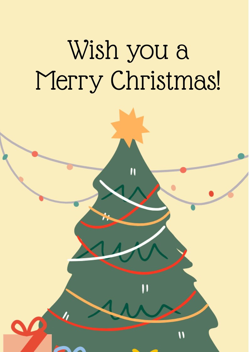 Christmas Tree Card | Printable Holiday Greeting (digital Download - Etsy