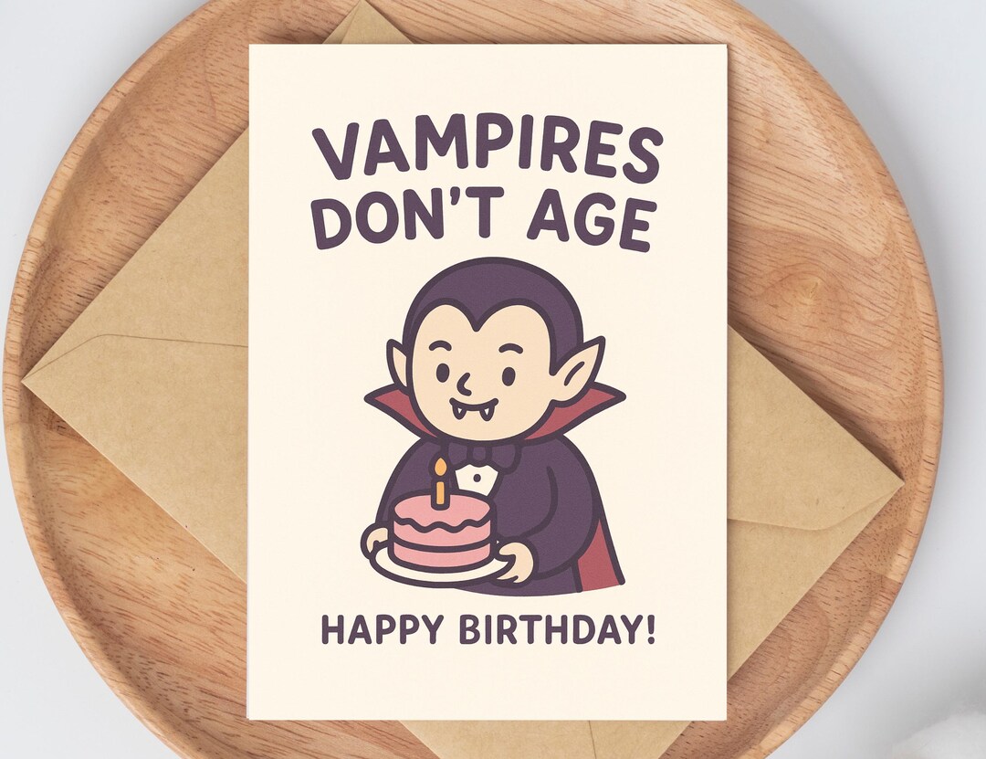 Vampire Birthday Card, Funny Witch Theme, Milestone Birthday (digital ...