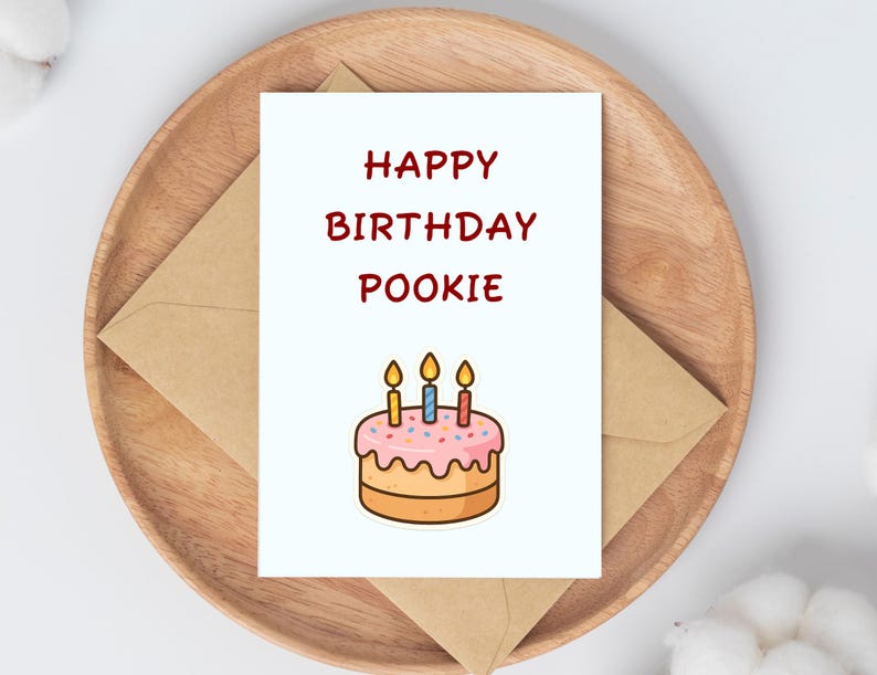 Cute “happy Birthday Pookie” Digital Card | Funny Printable Birthday ...