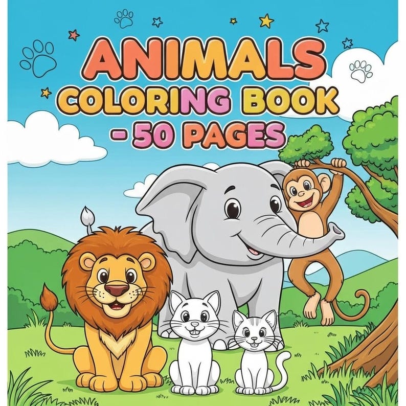 Animals Coloring Book – 50 Pages - Etsy