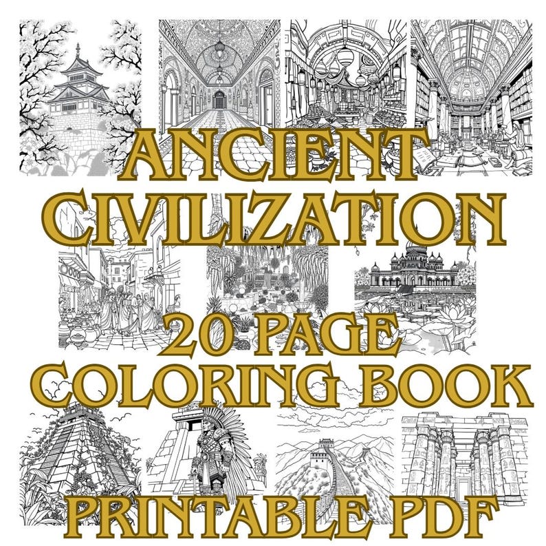 Kleurboek Ancient Civilizations: 20 Historische Lijntekeningen (pdf ...