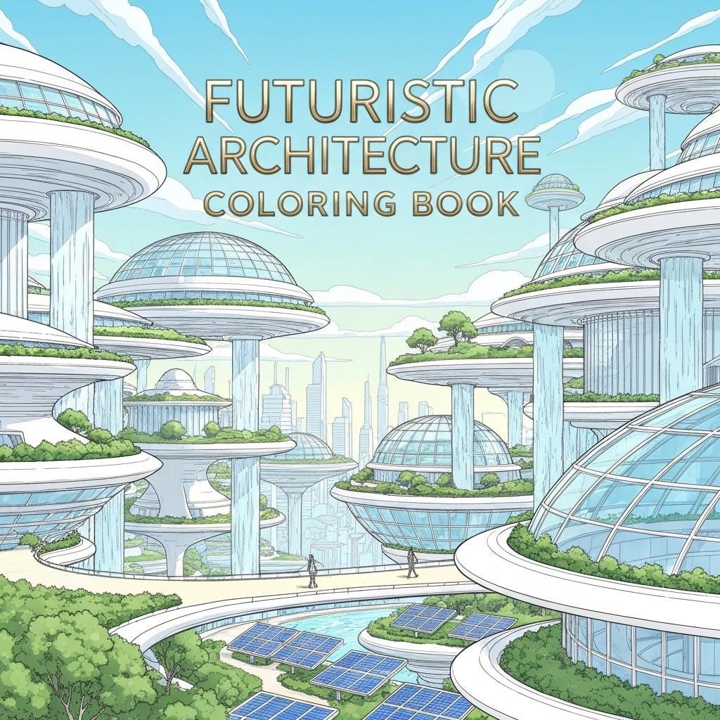 50 Futuristic Architecture Coloring Pages – Visionary Designs & Sci-fi ...