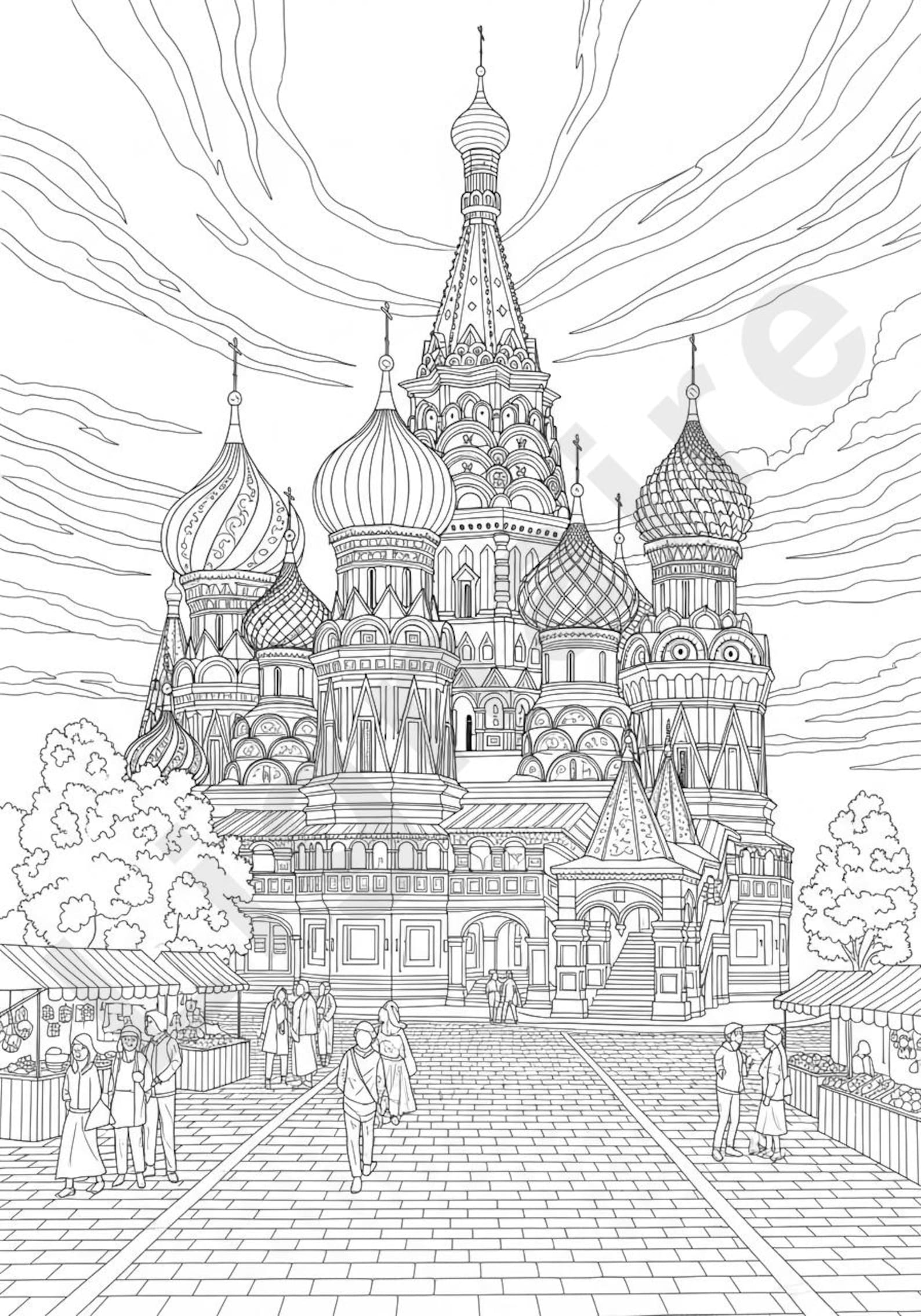 Famous Landmarks Coloring Book – 50 Pages of Iconic Wonders From Around ...