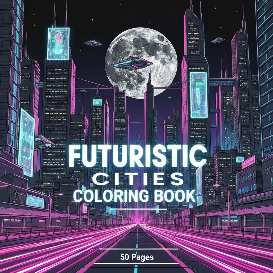 Futuristic Cities Coloring Book – 50 Pages of Sci-fi Metropolises and ...