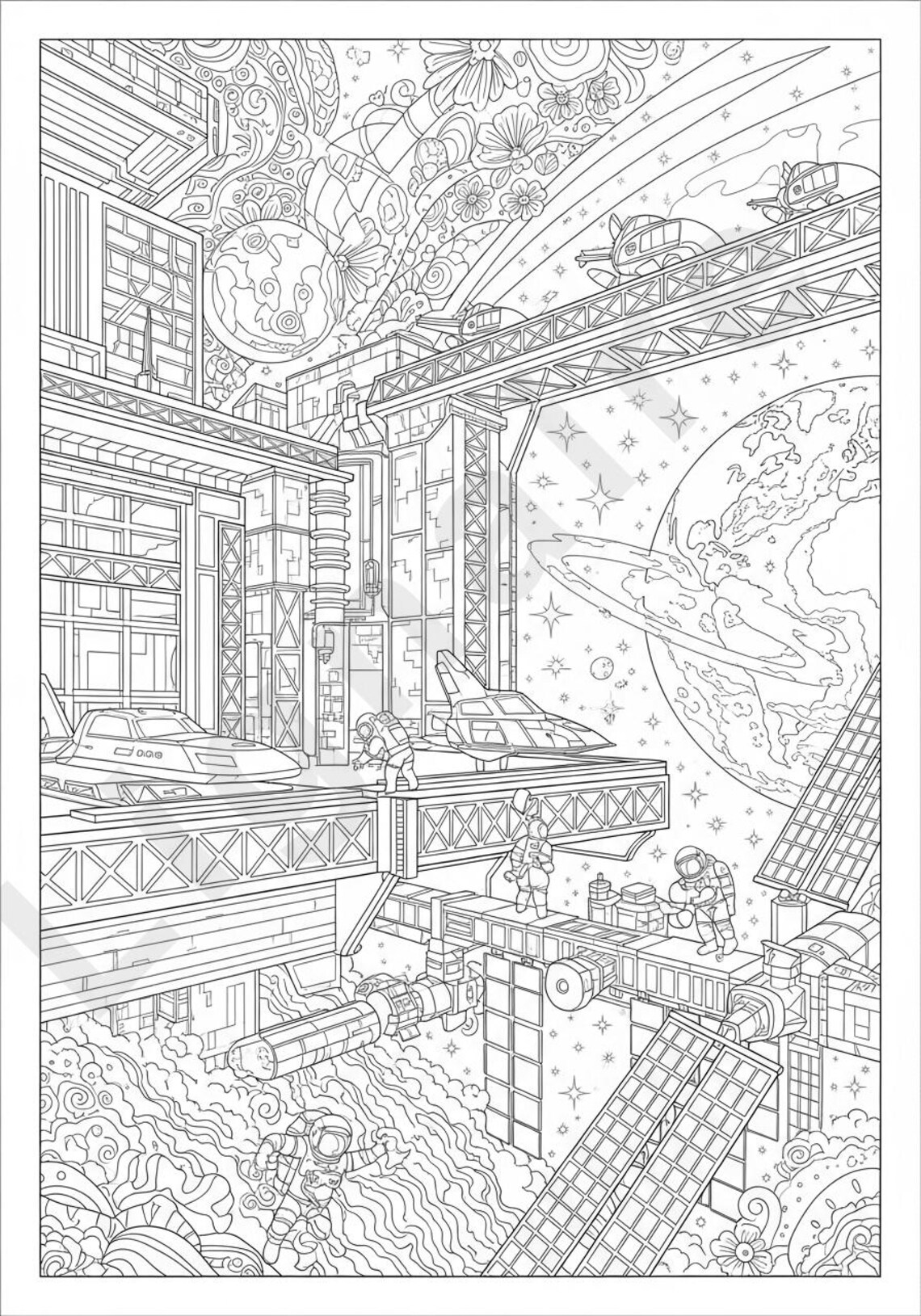 50 Futuristic Architecture Coloring Pages – Visionary Designs & Sci-fi ...