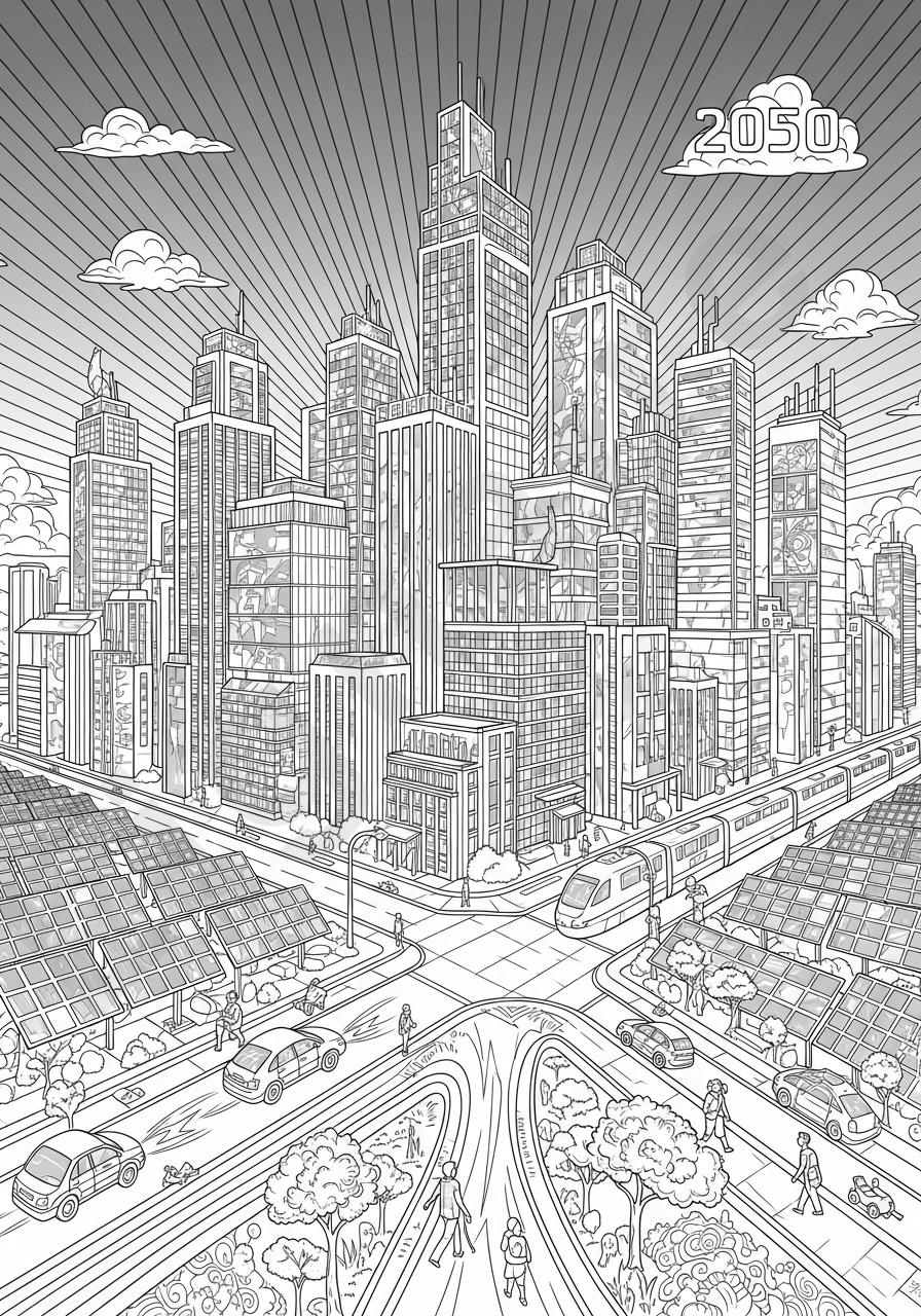 50 Futuristic Architecture Coloring Pages – Visionary Designs & Sci-fi ...