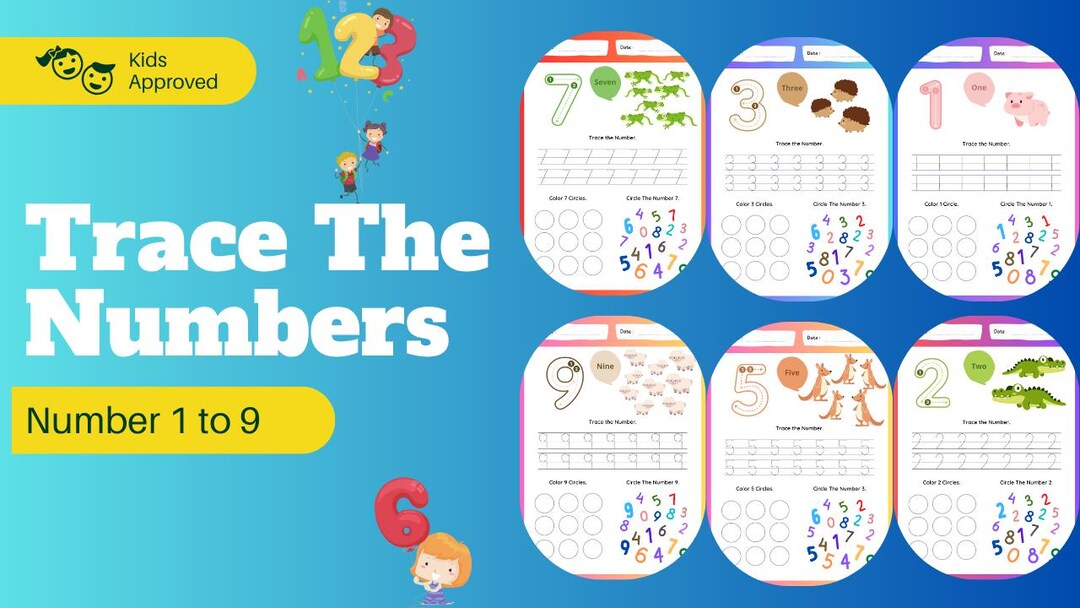 Trace Numbers 1-9 Printable Worksheet for Kids | Number Tracing ...