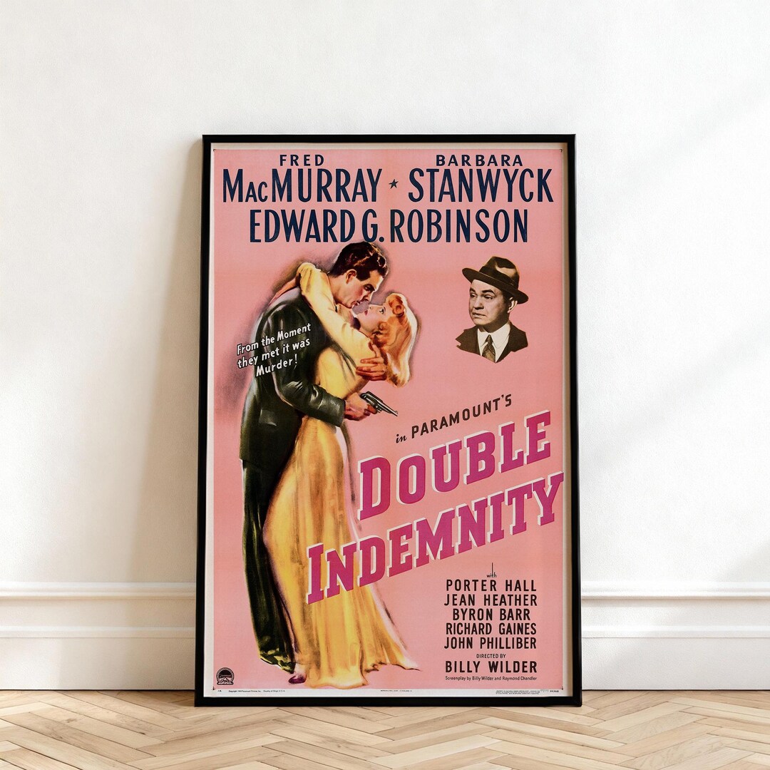Double Indemnity (1944) Movie Poster, Classic Movie Wall Art, Vintage ...