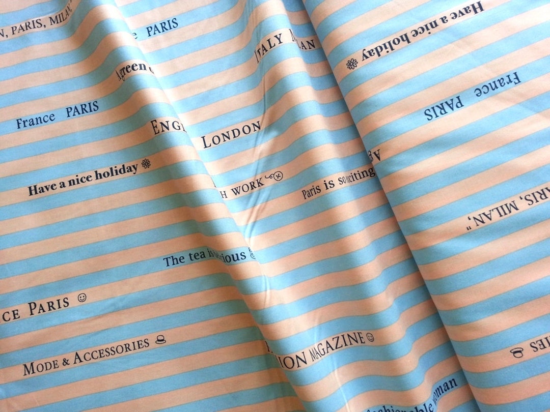 Japanese Cotton Fabric Yuwa Retro Fabric Striped Fabric Text Fabric ...