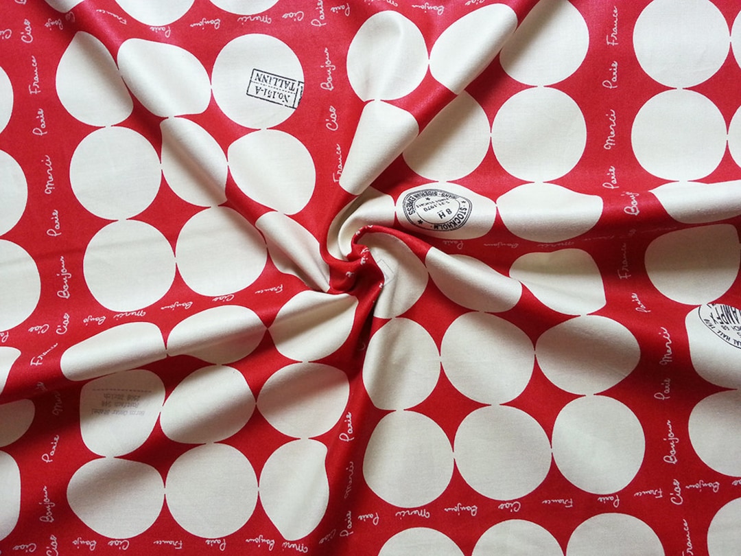 Japanese Fabric Kawaii Polka Dot Fabric Red White Fabric Red Fabric French Fabric Vintage Fabric ...