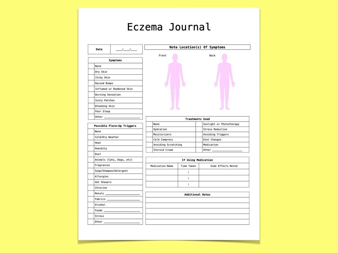 Eczema Journal | Printable PDF - Etsy Australia