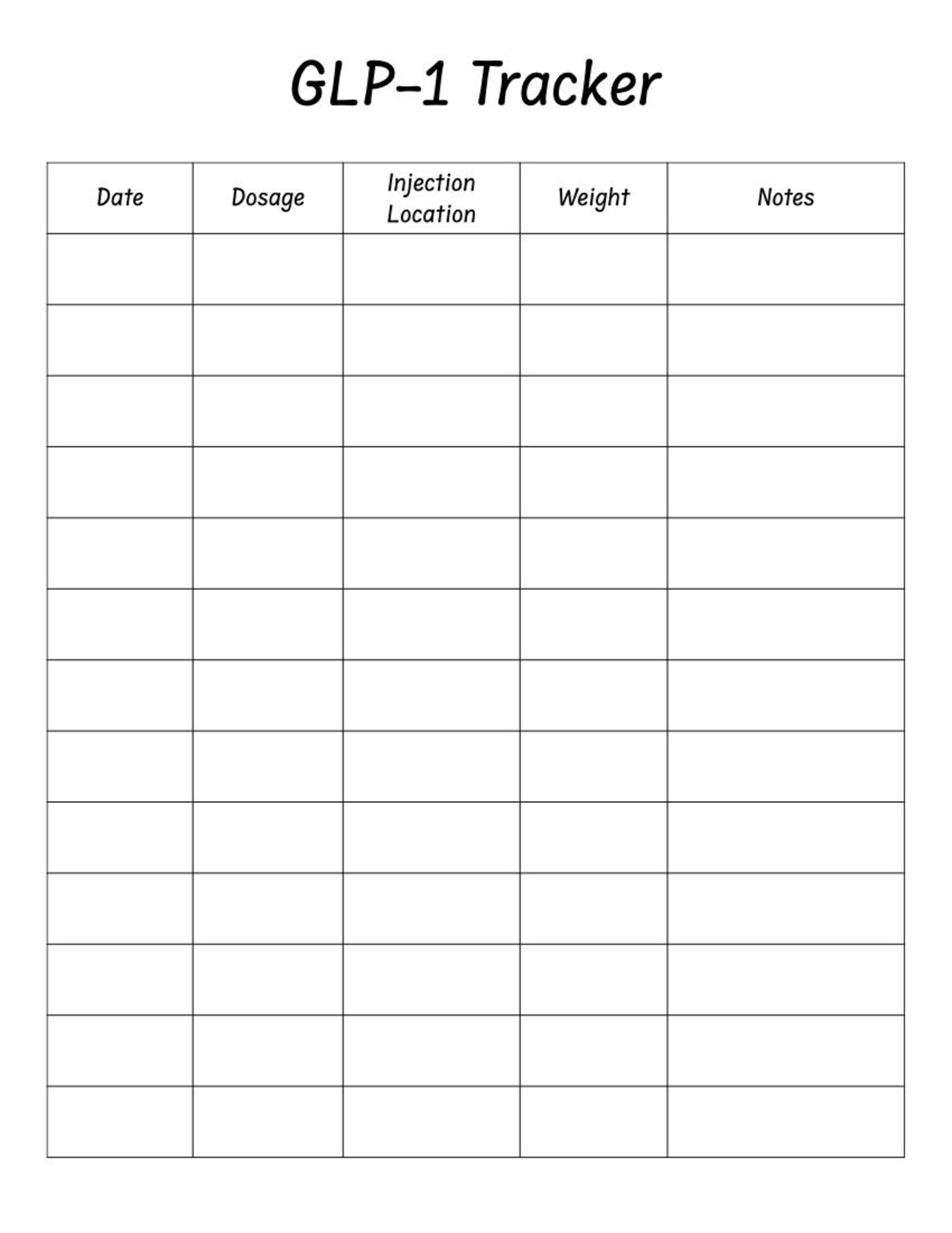 GLP-1 Daily or Weekly Tracker | Printable PDF - Etsy