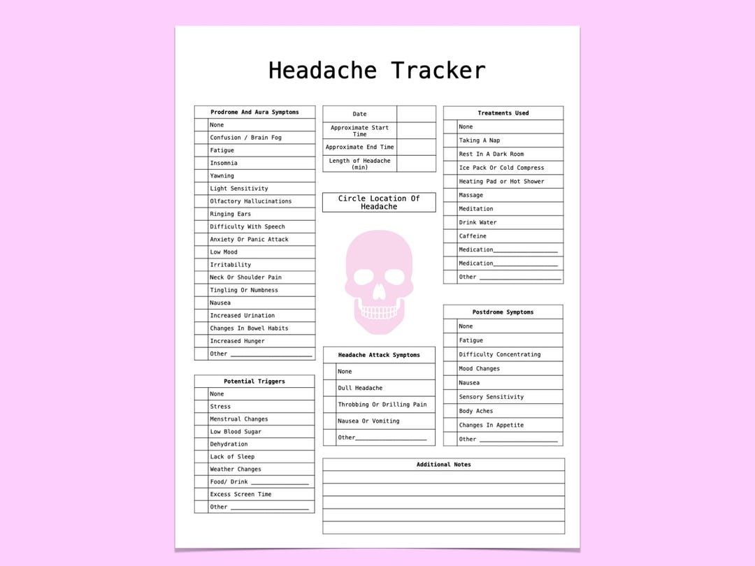 Headache Tracker | Printable PDF - Etsy