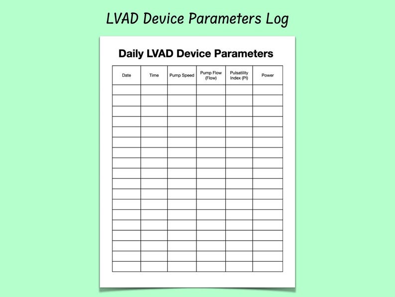 LVAD Daily Device Log | Printable PDF - Etsy