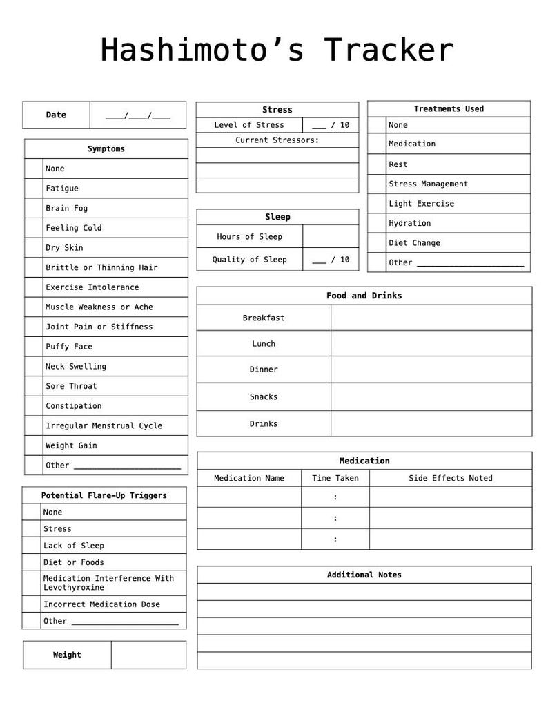 Hashimoto's Journal | Printable PDF - Etsy