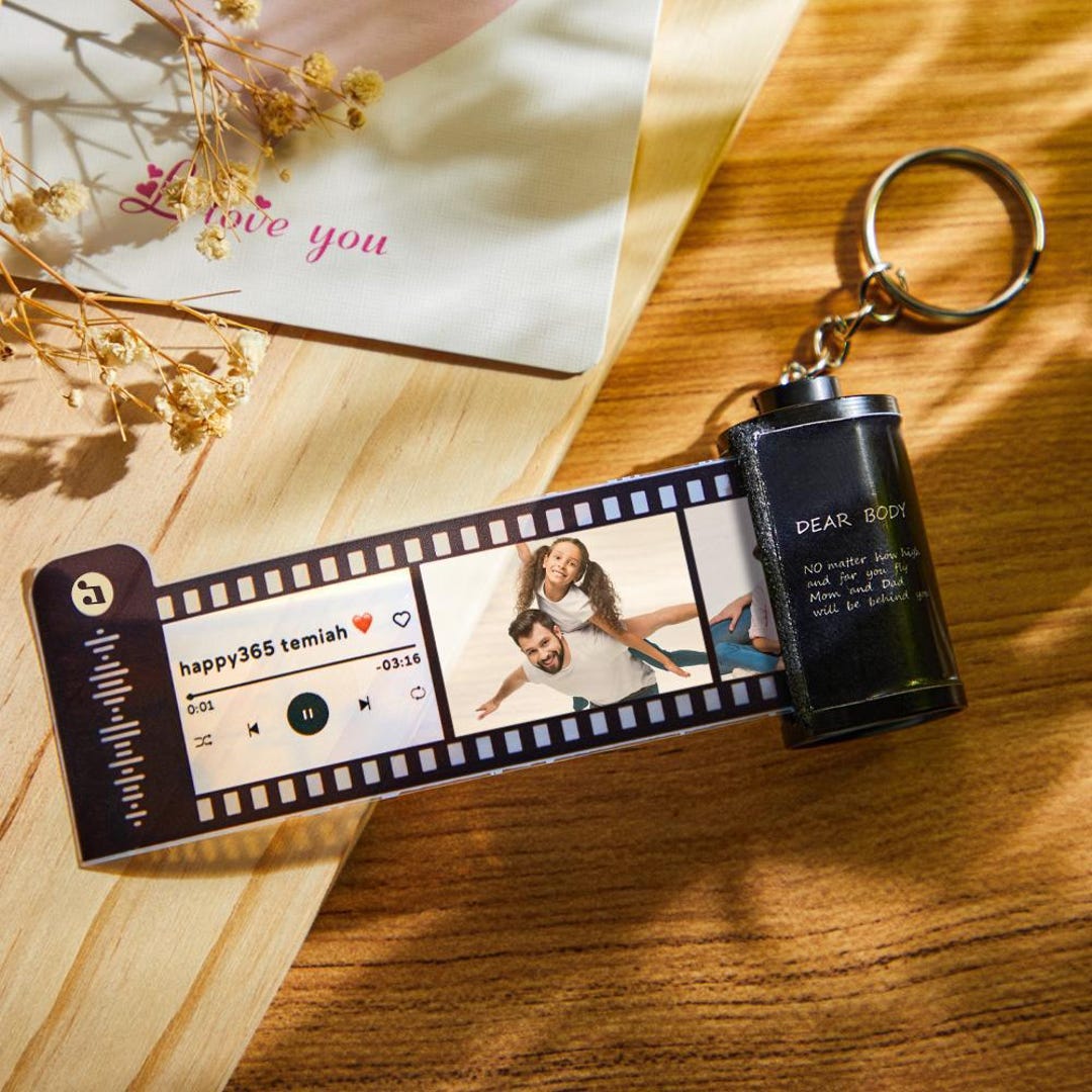 Custom Photo Film Roll Keychain Scannable Music Code Creative Couple ...