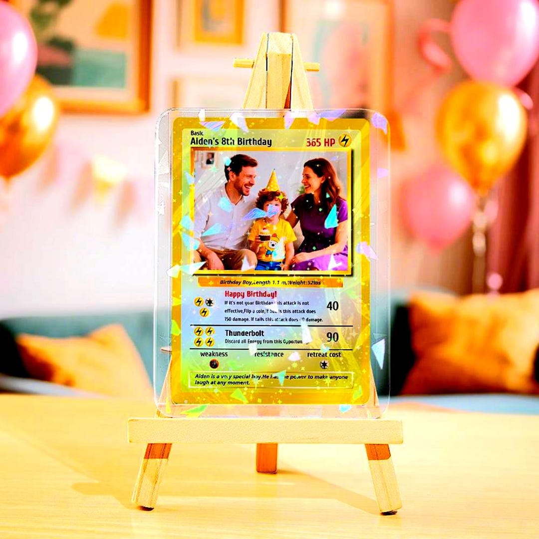 Custom Photo Game Card With Text – Personalized Poke Style Family Gift ...