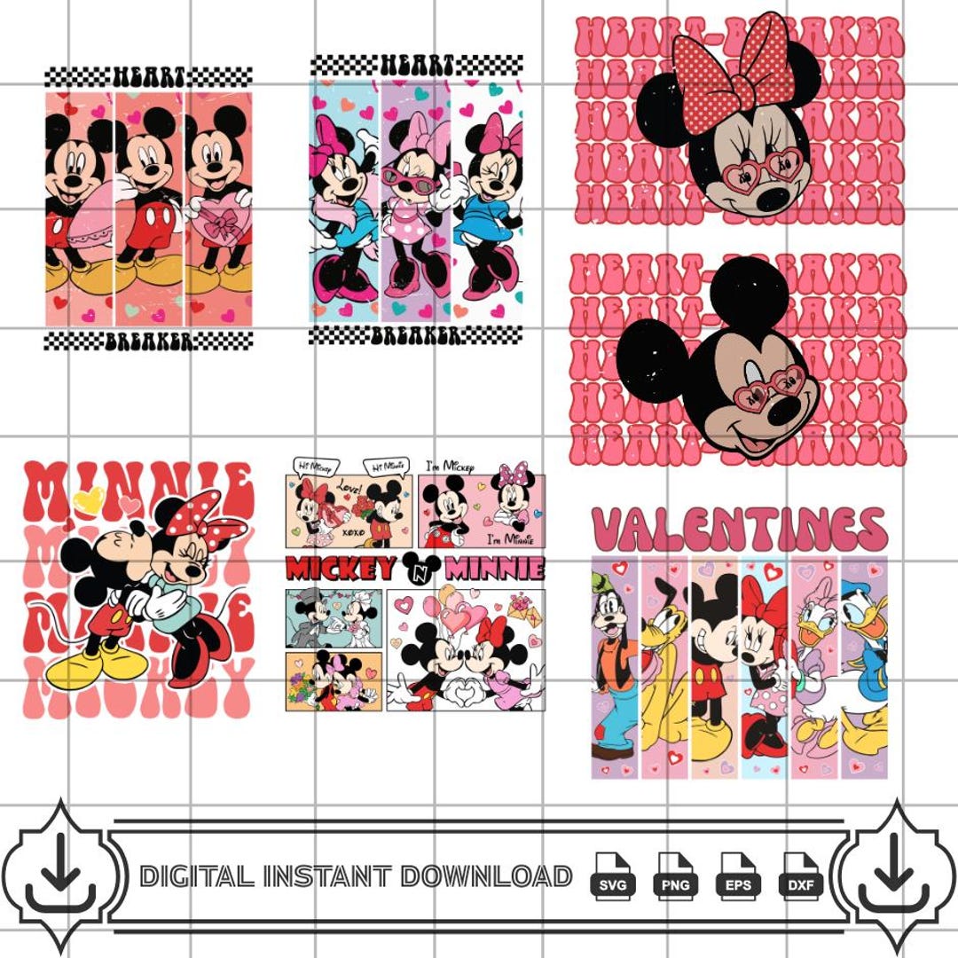 Heartbreaker Mouse Svg Bundle, Valentines Day Mickey Digital File, Love ...
