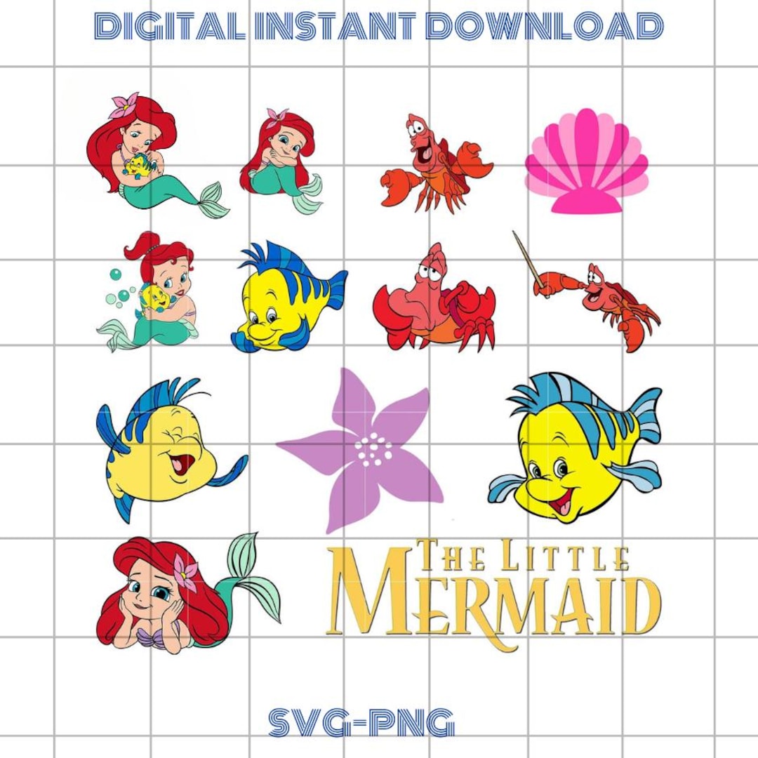 Baby Ariel Svg Bundle, Little Mermaid Png Bundle, Princess Ariel ...