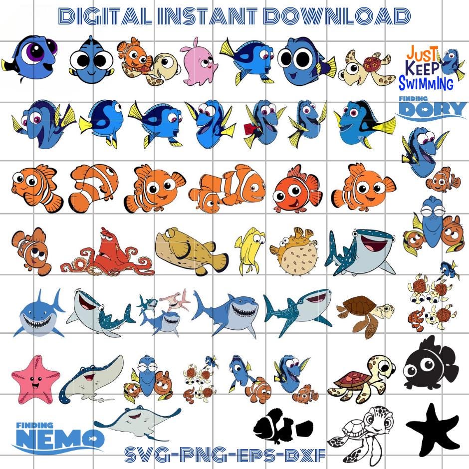 Finding Nemo SVG Bundle, Fish Nemo Png, Nemo Dory Digital File, Nemo ...