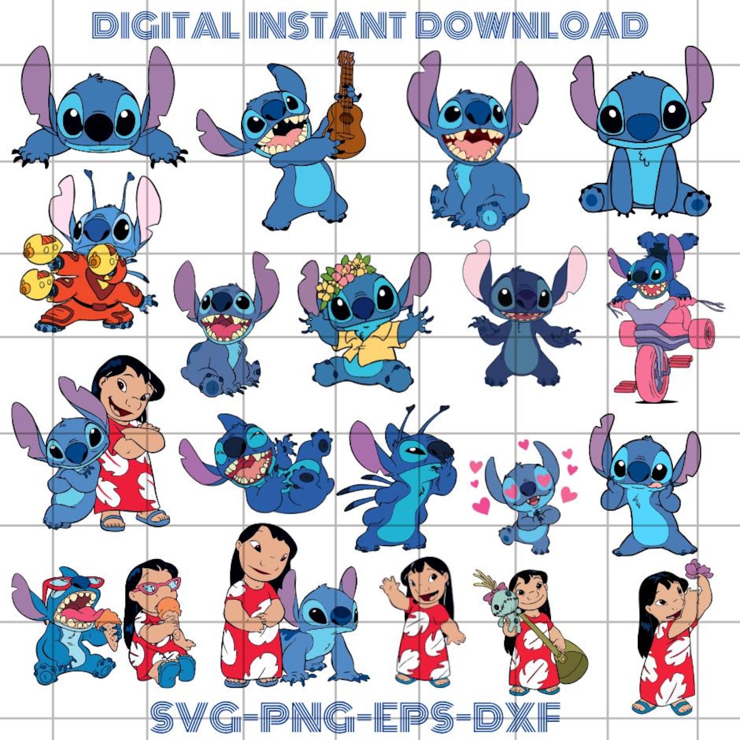 Stitch and Lilo Svg Bundle, Lilo Layered Png, Stitch Digital File ...